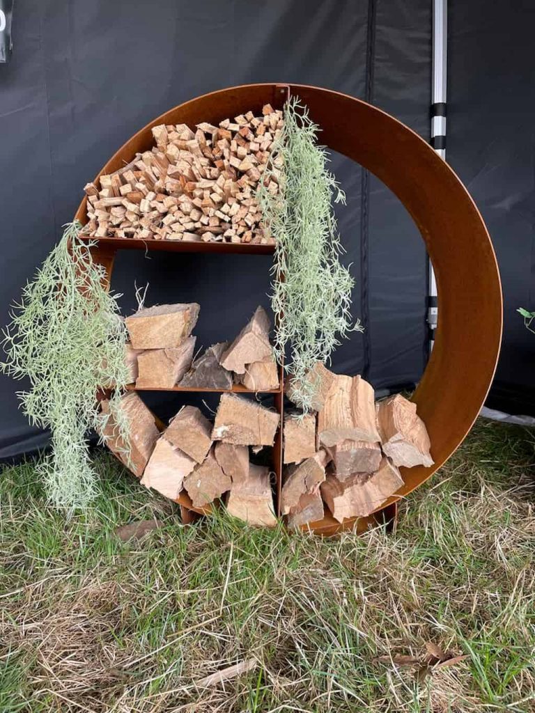 Round Metal Log Stores - Corten Steel | LuxUnique