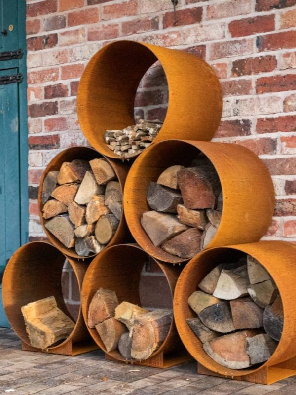 Round Metal Log Stores - Corten Steel | LuxUnique