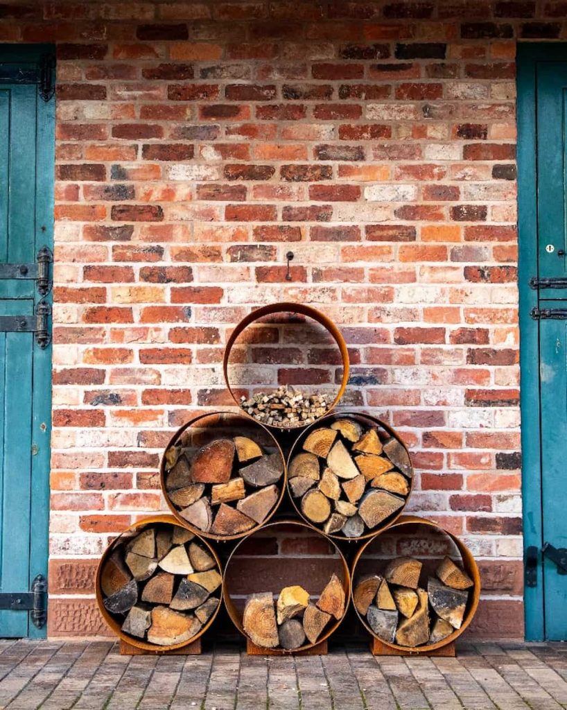 Round Metal Log Stores - Corten Steel | LuxUnique