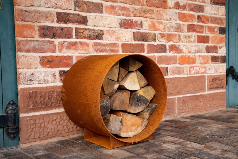 Round Metal Log Stores - Corten Steel | LuxUnique